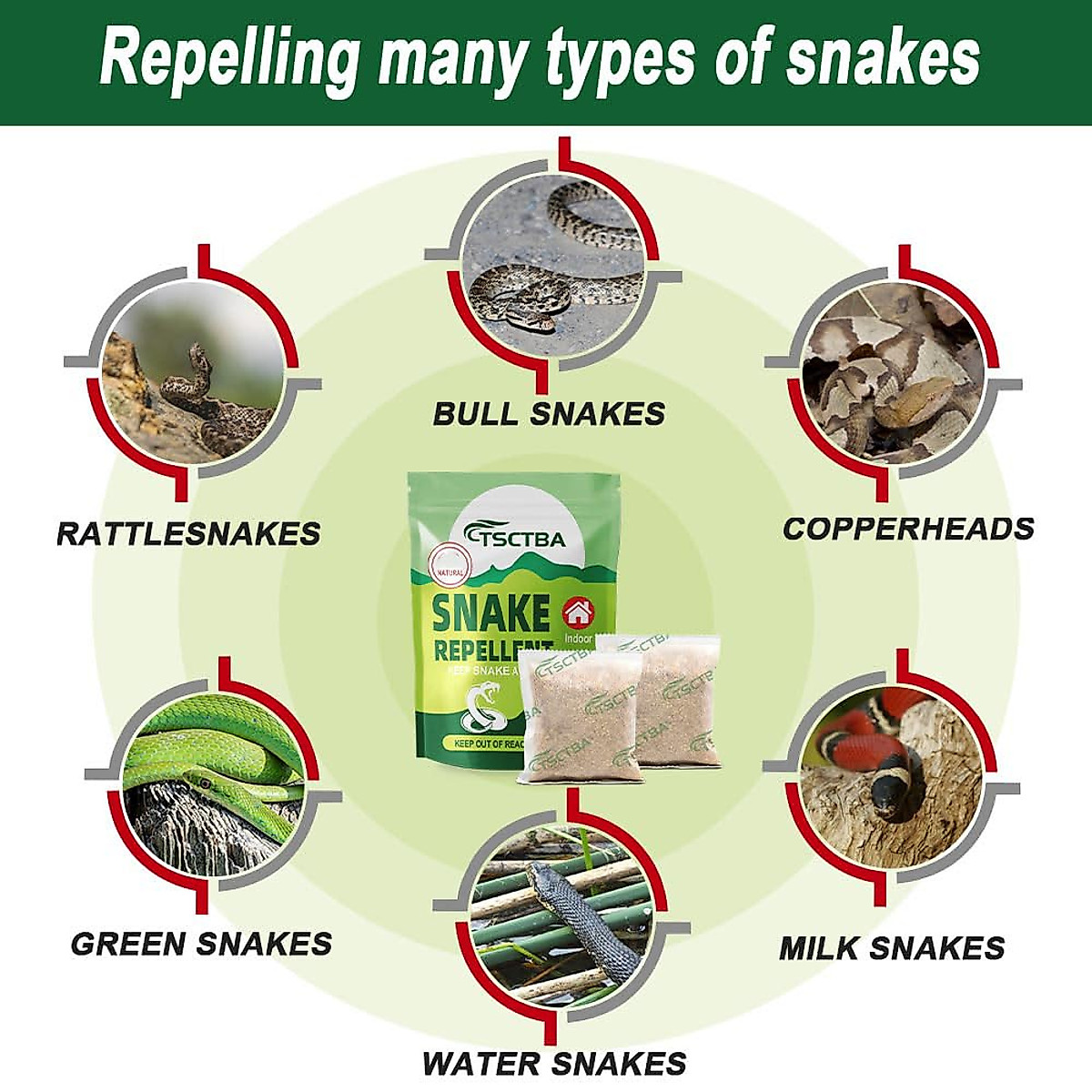 EQCFSATY Snake Repellent for Yard Powerful, Snake Repellent Pet Safe,Snake Away Repellent for Outdoors, Backyard Snake Repellent Outdoor, Snake Repellent Indoor, Snake Deterrent Outdoor -8P, Green