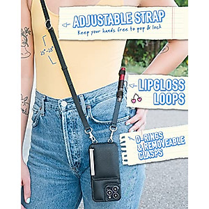 Smartish iPhone 13 Pro Max Crossbody Wallet Case for Women - Dancing Queen [Purse/Clutch with Detachable Strap & Wristlet] Protective Cover with Credit Card Holder - Stiletto Black-Silver