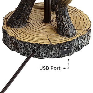 John Timberland Boone Rustic Western Table Lamps 27.5" Tall Set of 2 with USB Charging Port Natural Antler Bell Shade Decor for Living Room Bedroom House Bedside Nightstand Home Office