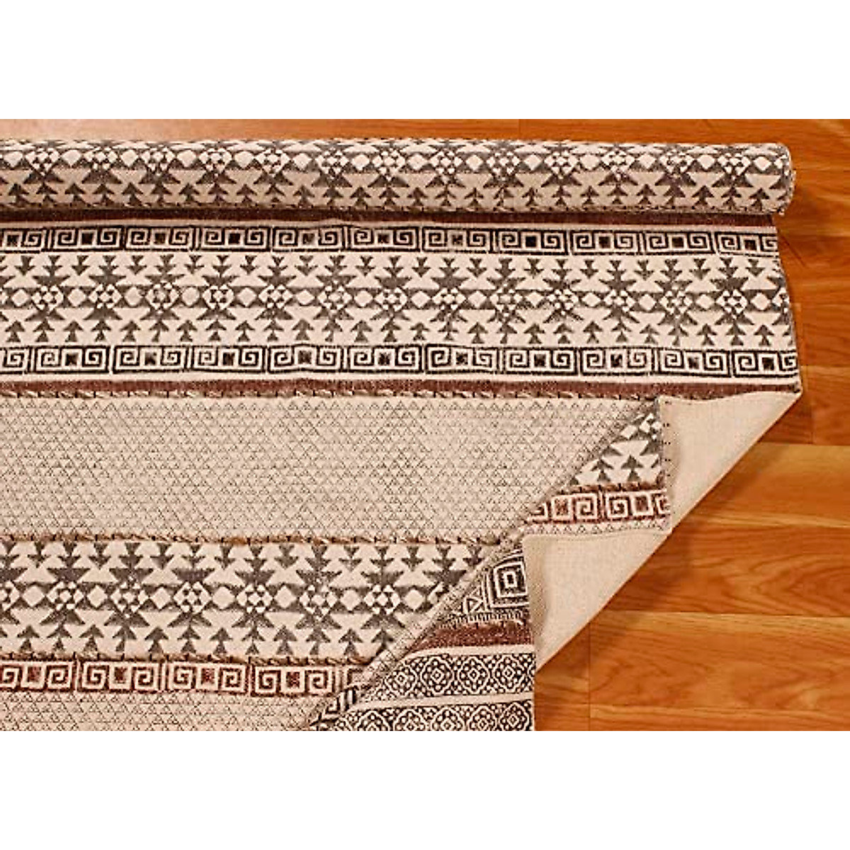 Casavani Rag Rug Collection Geometrict Rug - Black and Gray, Handmade Boho Stripe Cotton, Ideal for High Traffic Area in Entryway Living Room Bedroom Bathroom 4x15 Feet Runner