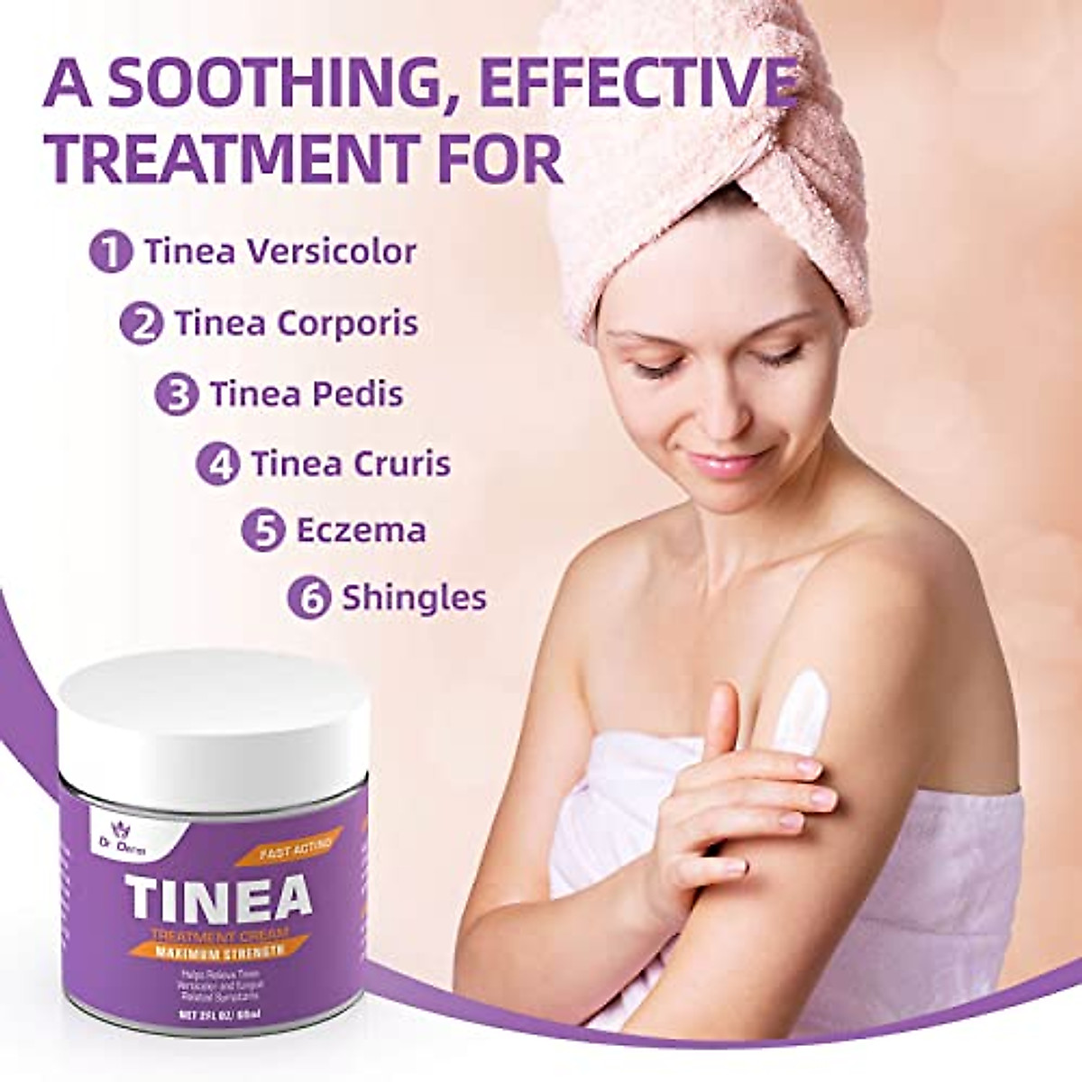 DR. DERM Tinea Versicolor Treatment, Antifungal Cream for Tinea Versicolor & Pedis, All-Natural Athletes Foot Treatment Ringworm Treatment for Humans, Fast Healing Anti Fungal Skin Cream