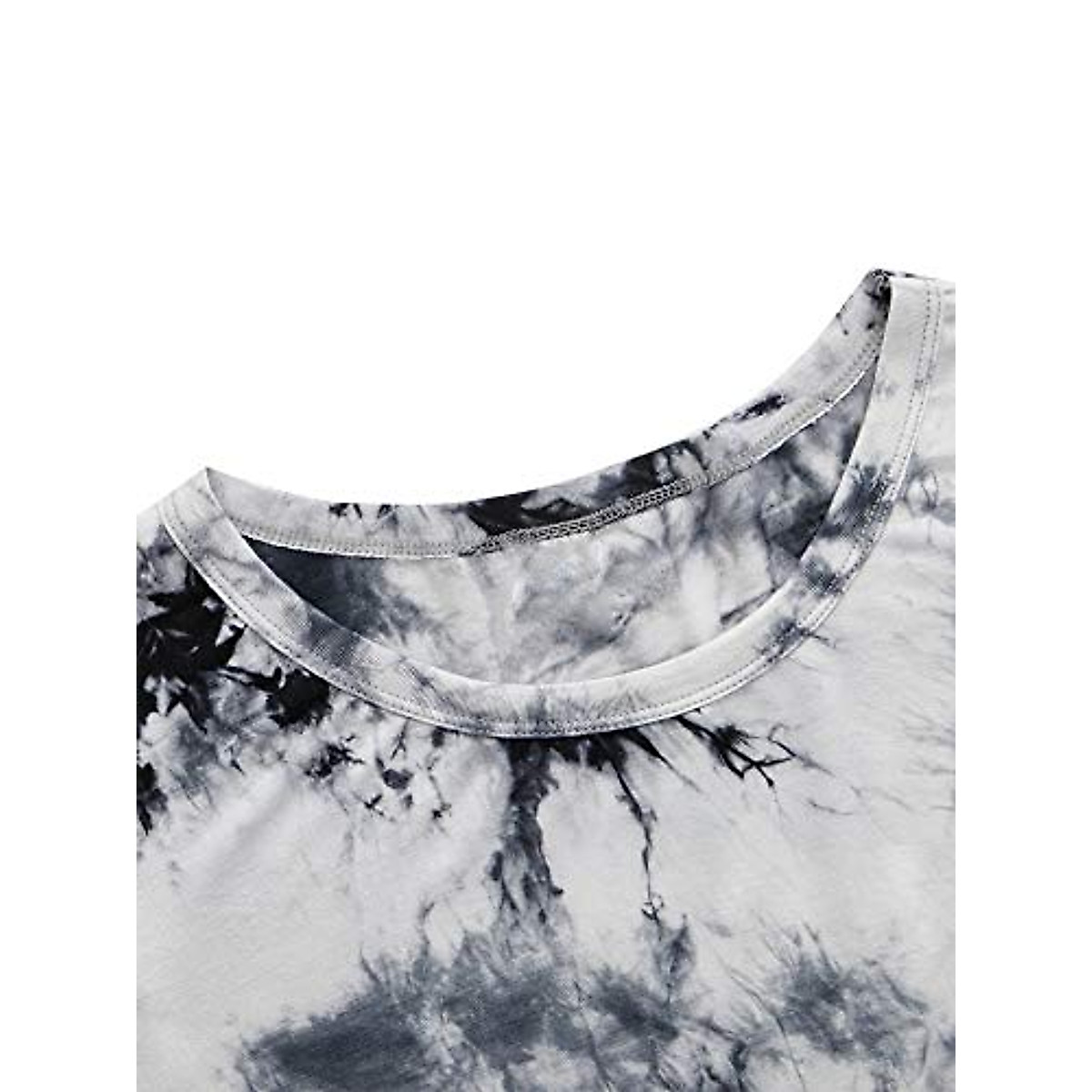SweatyRocks Women's Round Neck Short Sleeve Casual Tie Dye Crop Top T-Shirt Grey XS