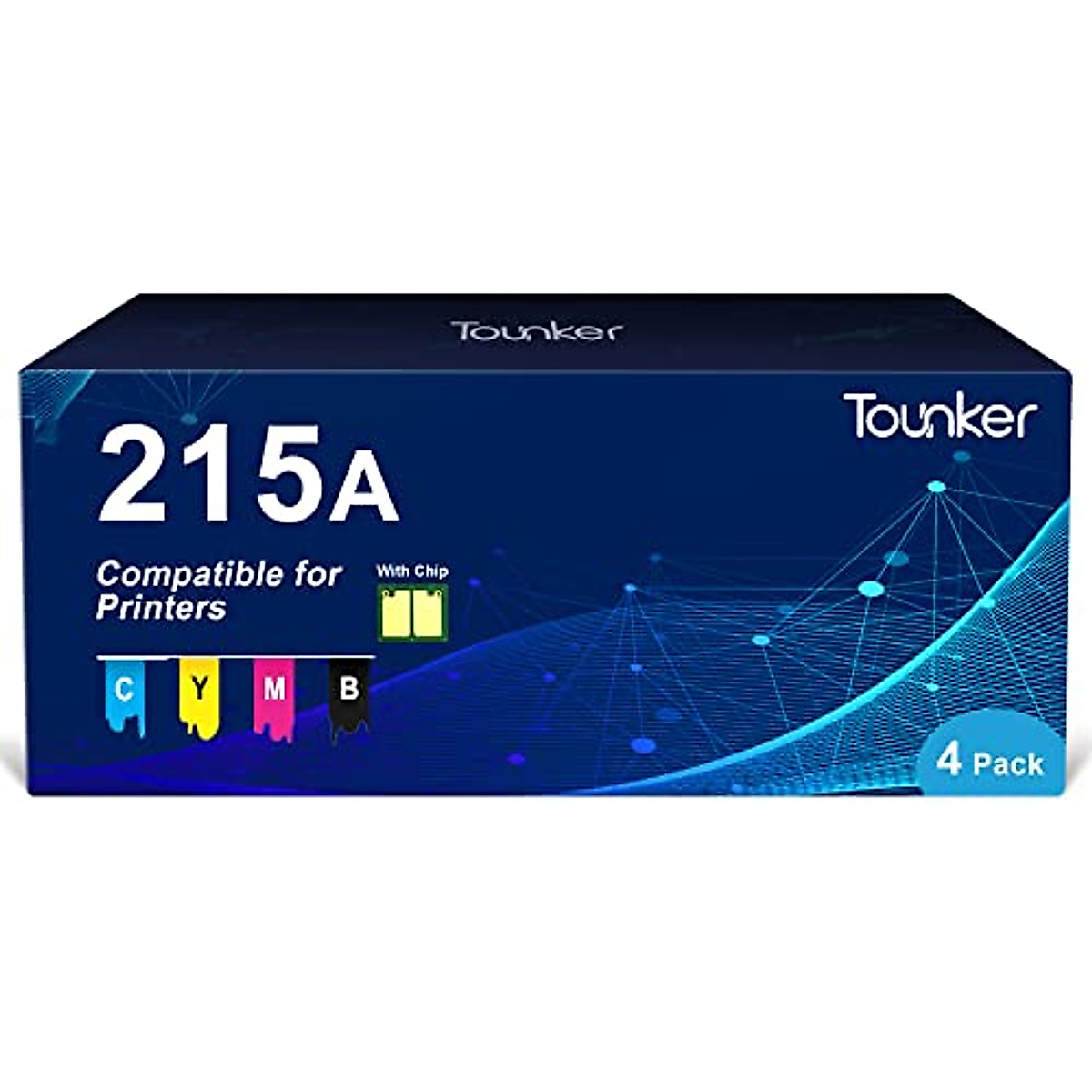 215A Toner Cartridge (with Chip) Compatible Replacement for HP 215A with Laserjet Pro M155a M155nw MFP M182nw M182n M183fw Printer | W2310A W2311A W2312A W2313A (Black Cyan Yellow Magenta, 4-Pack)