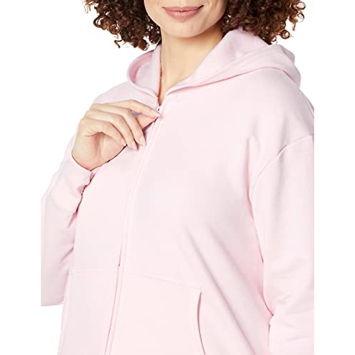 Hanes Women's EcoSmart Full-Zip Hoodie Sweatshirt, Pale Pink, Large