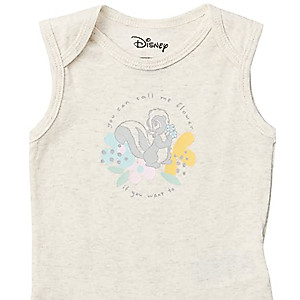 Amazon Essentials Disney | Marvel | Star Wars | Princess Baby Girls' Sleeveless Bodysuits, Pack of 6, Bambi Nature, 18 Months