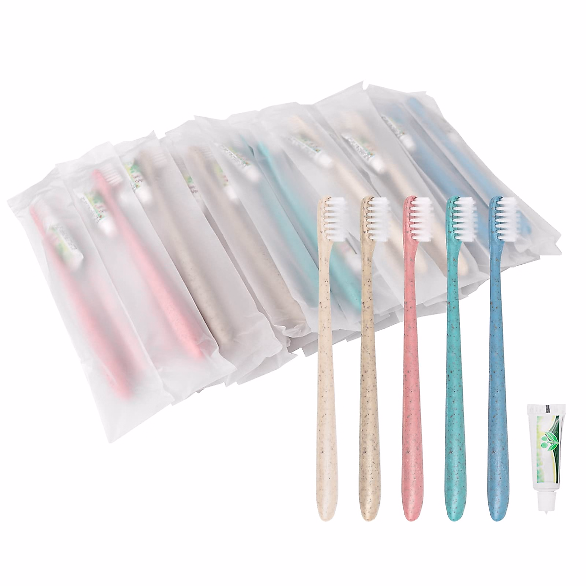 Disposable Toothbrush, Delicate Toothbrushes Bulk, Toothbrush in Bulk, Individually Packaged, Bulk Toothbrush and Toothpaste Sets Are Suitable for Use at Hotel, Home, Travel, Camping(100 Pieces)