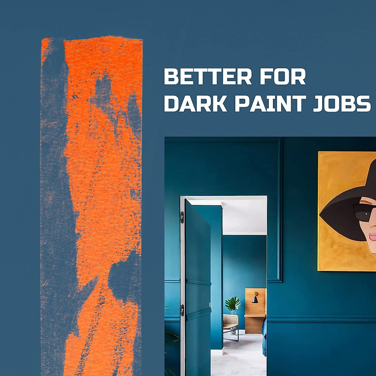 Lichamp 4 Pack Orange Painters Tape 2 inch Wide, Medium Adhesive Orange Masking Tape Bulk Multi Pack, 2 inch x 55 Yards x 4 Rolls (220 Total Yards)