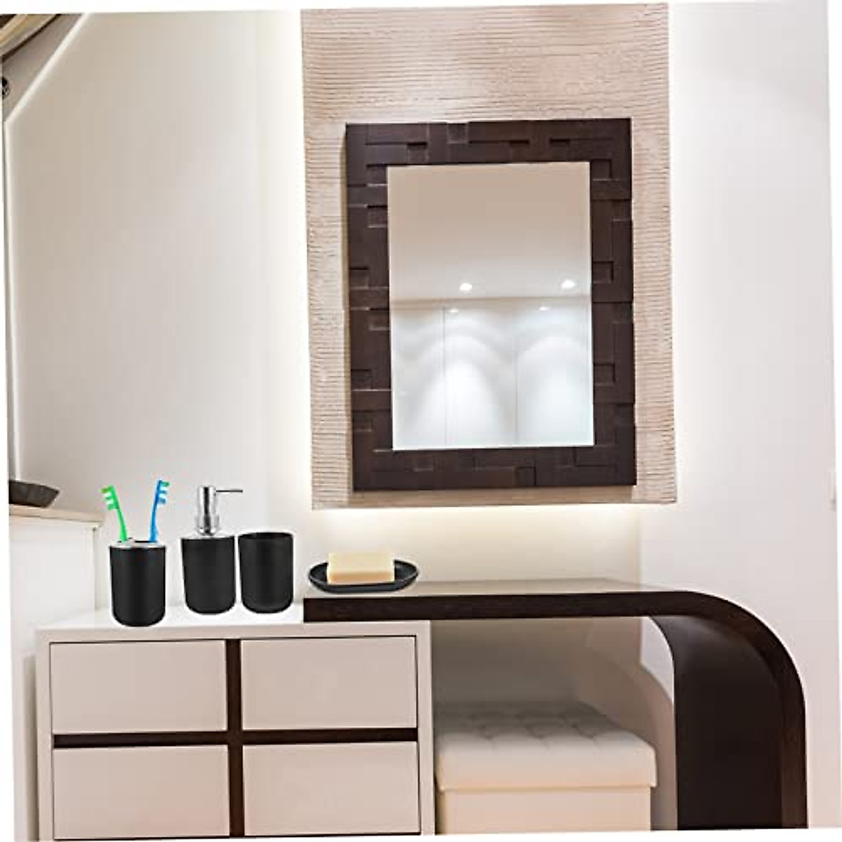 BETOOKY 1 Set Bathroom Set Soap Dispenser Toothbrush Decorative Bathroom Accessories Vanity Countertop Soap Dish Foaming Soap Black Trim Sanitary Accessory Plating Necessity Household