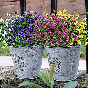 TEMCHY 8 Bundles Artificial Flowers Lifelike No Fade UV Resistant Fake Plastic Flowers Faux Plants for Hanging Planters Outside Porch Window Box Wedding Home Décor - Indoor/Outdoor Use