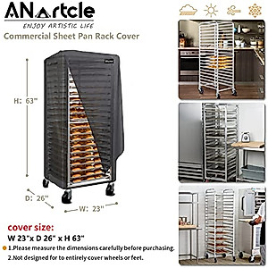 ANartcle Pan Bun Rack Cover,600D Waterproof and Dustproof Bun Rack Cover, Suitable for Commercial Bun Pan Bakery Rack - 20 Sheet,23" W x 26" D x 61" H,Black