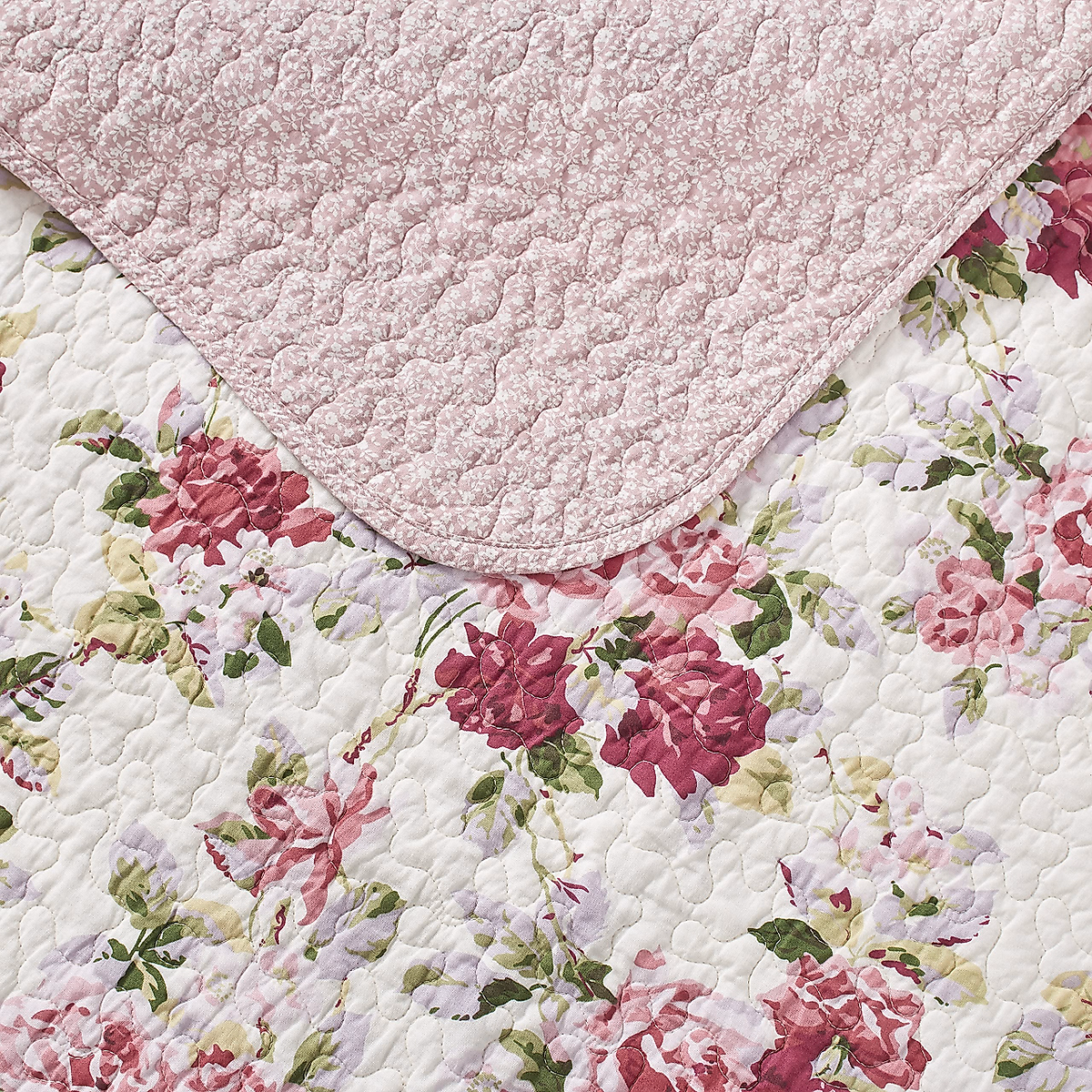 Laura Ashley - King Quilt Set, Reversible Cotton Bedding with Matching Shams, Lightweight Home Decor for All Seasons (Lidia Pink, King)