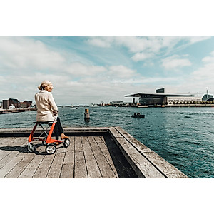 byACRE Carbon Ultralight Rollator Walker with Organizer Bag, Compact Track, 16" x 22" Seat (W x H), Oyster White