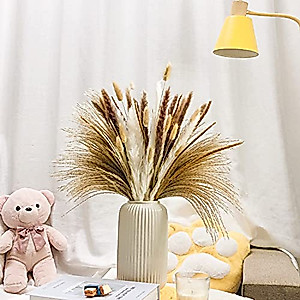 Dried Pampas Grass Decor, 120Pcs Boho Home Wedding Party Decor Dried Flowers Arrangements White & Natural Pampas Grass, Reed, Bunny Tails