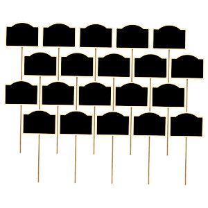 Ciieeo 20pcs Wood Chalkboard Signs Mini Message Board Signs Mini Message Sign Blackboard Garden Stakes Mini Chalk Sign Mini Chalkboard Black Board Garden Makers Bamboo Wedding Wood Pile