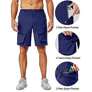 Little Donkey Andy Men's Stretch Quick Dry Cargo Shorts for Hiking, Camping, Travel Navy Size L