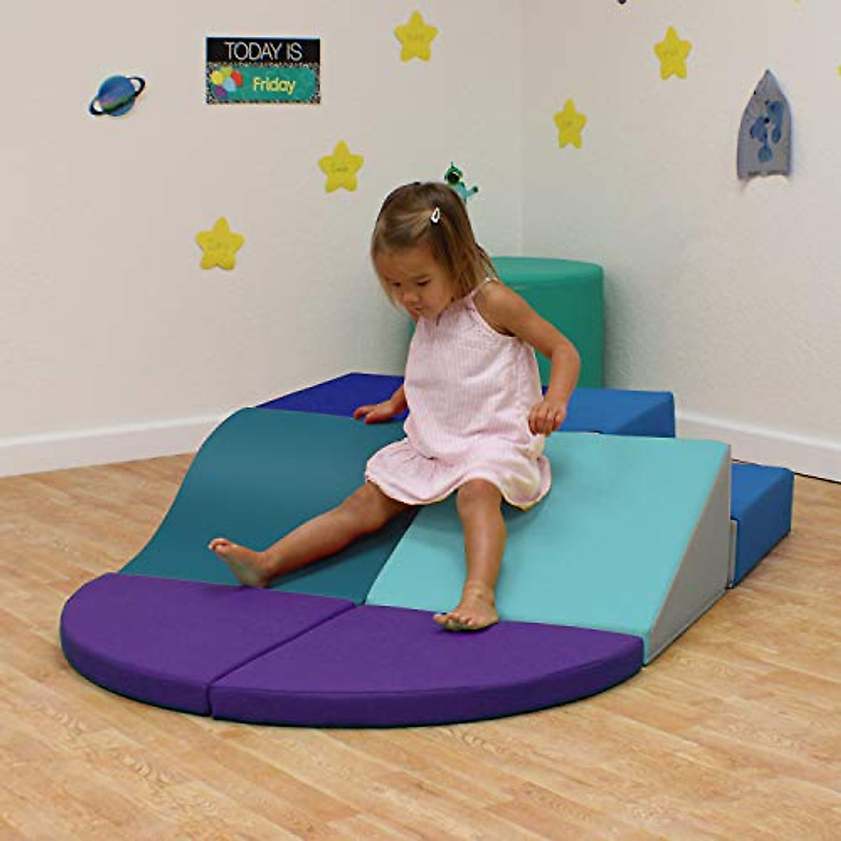 Factory Direct Partners 13021-CTPU SoftScape Playtime All Around Climber for Crawling Infants and Toddlers, Soft Foam Active Playset with Steps and Slides (6-Piece) - Contemporary/Purple