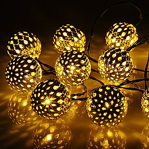 Globe String Lights, CMYK 20 Ft 40 Balls Waterproof LED Fairy Lights, Outdoor Starry Lights Solar Powered String Lights, Decorative Lighting for Home, Garden, Party, Festival, Warm White