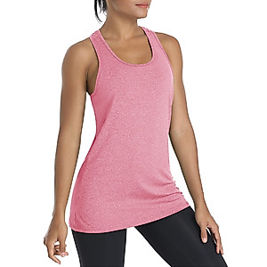 TACVASEN Tank Tops for Women UPF 50+ Lightweight Breathable Crewneck Tank Top Undershirts Racerback Tees Athletic Shirts Pink