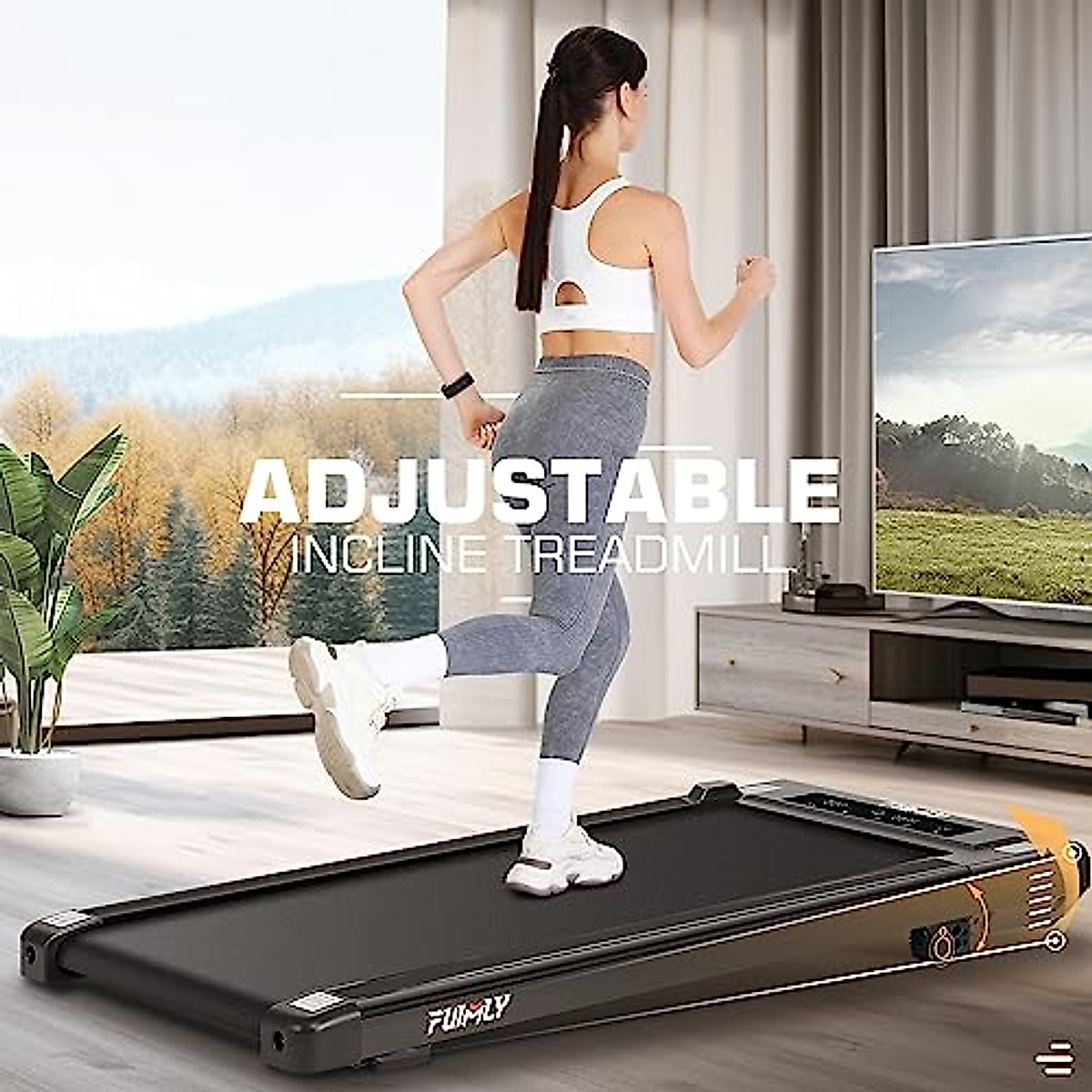 Walking Pad Under Desk Treadmill 2.5HP Folding Treadmill with Incline, 2 in 1 Treadmills for Home Office with LED Touch Screen | Remote Control | Max 300lbs Weight Capacity | Installation-Free