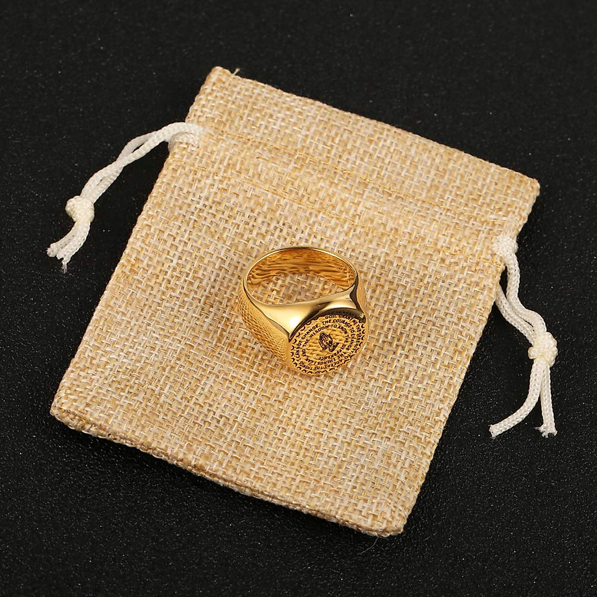 HZMAN Bible Verse Prayer Rings Christian Jewelry Silver/Gold Stainless Steel Praying Hands Bands