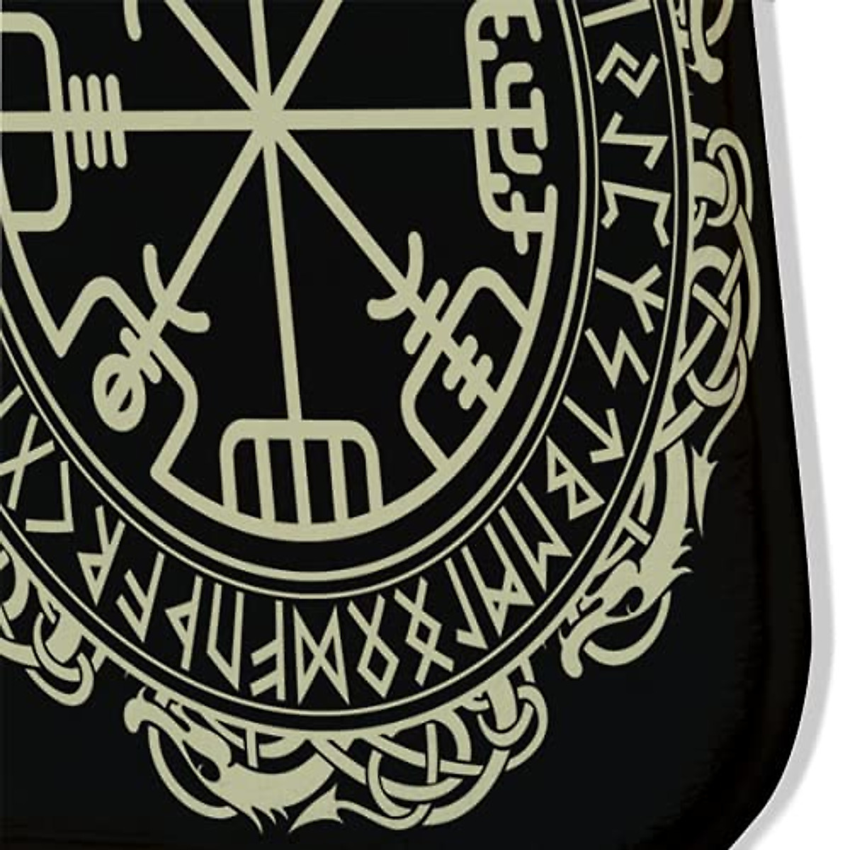 WHXM Area Rug 39x60in Magic Runic Compass Vegvisir in The Circle of Nordic Runes and Dragons Soft Flannel Microfiber Bathroom Carpet Non-Slip Floor Mat Bathtub Accessories LJN, White 0