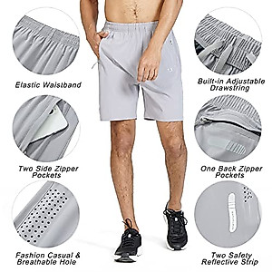NORTHYARD Men's Athletic Hiking Shorts Quick Dry Workout Shorts 7"/ 9"/ 5" Lightweight Sports Gym Running Shorts Basketball Exercise Grey S