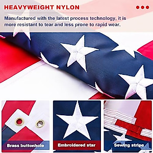 VIPPER American Flag 3x5 FT Outdoor - USA Heavy duty Nylon US Flags with Embroidered Stars, Sewn Stripes and Brass Grommets
