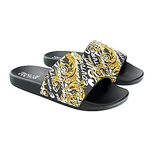 Versace Jeans Couture Black Gold Baroque Pattern Pool Slide-7 for womens