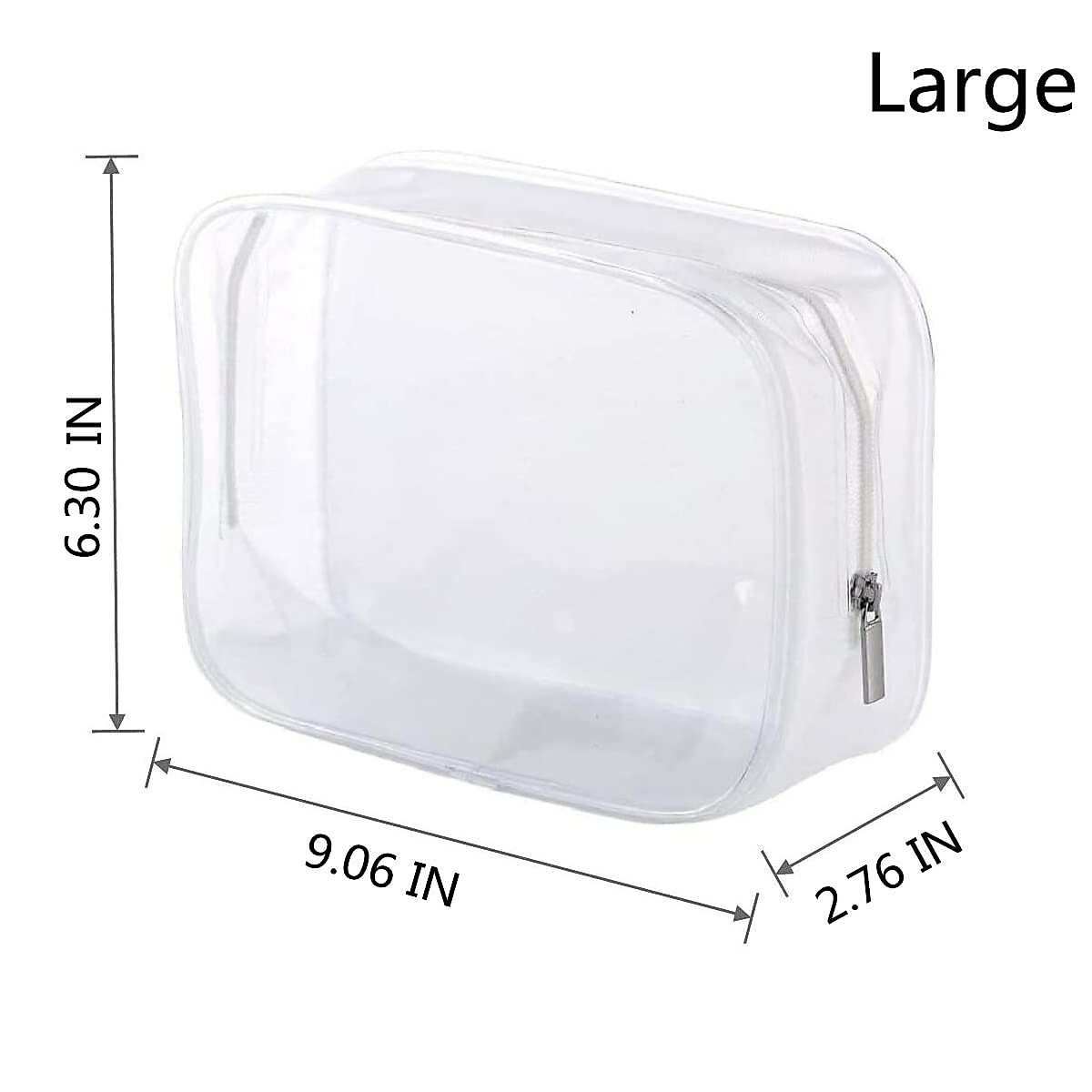BEFORYOU 6 Pack Clear Toiletry Carry Pouch with Zipper Portable Plastic Waterproof Cosmetic Bag TSA Approved for Vacation Travel Bathroom and Organizing (White, Small and Large)