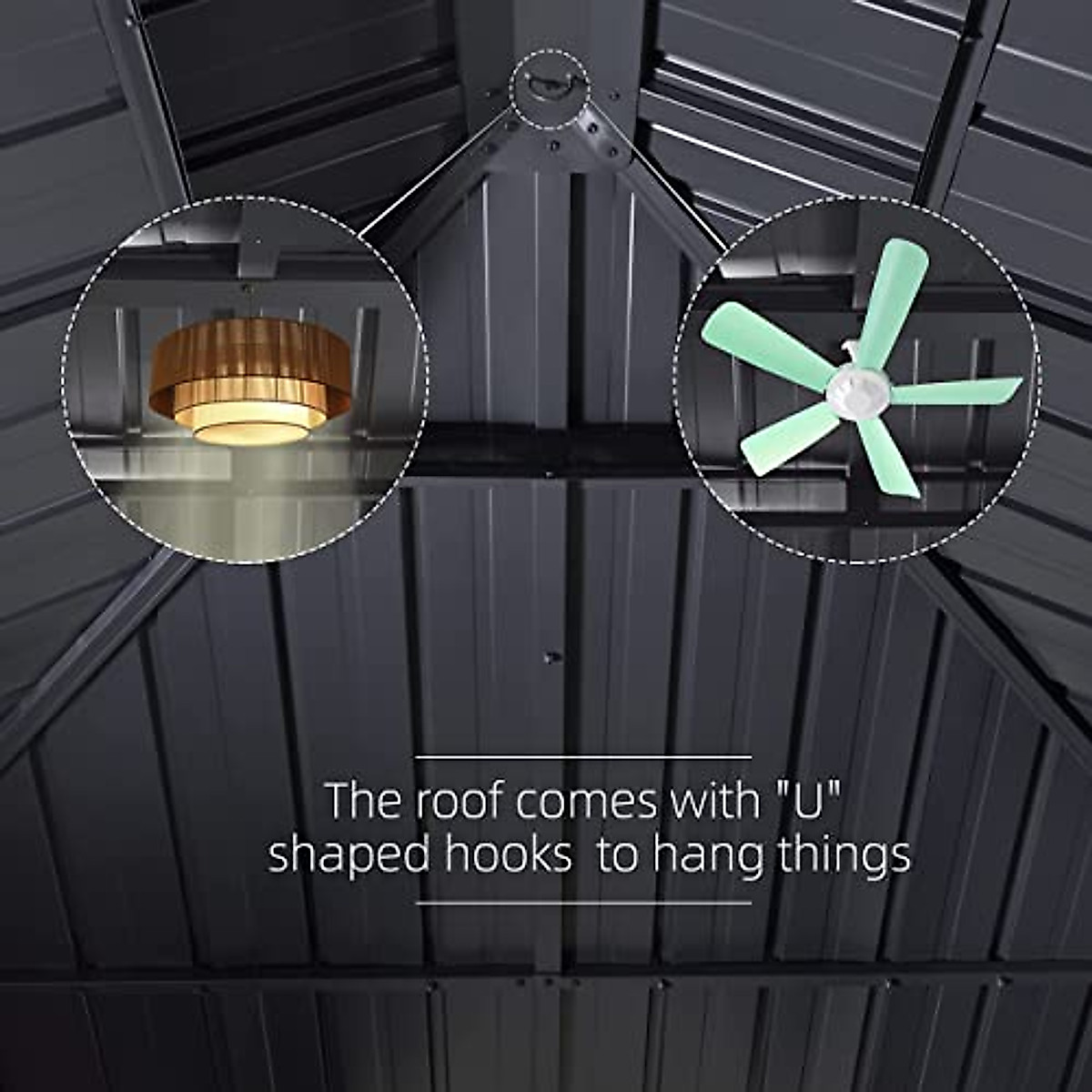 PURPLE LEAF 10' X 14' Permanent Hardtop Gazebo Aluminum Gazebo with Galvanized Steel Double Roof for Patio Lawn and Garden, Curtains and Netting Included, Grey