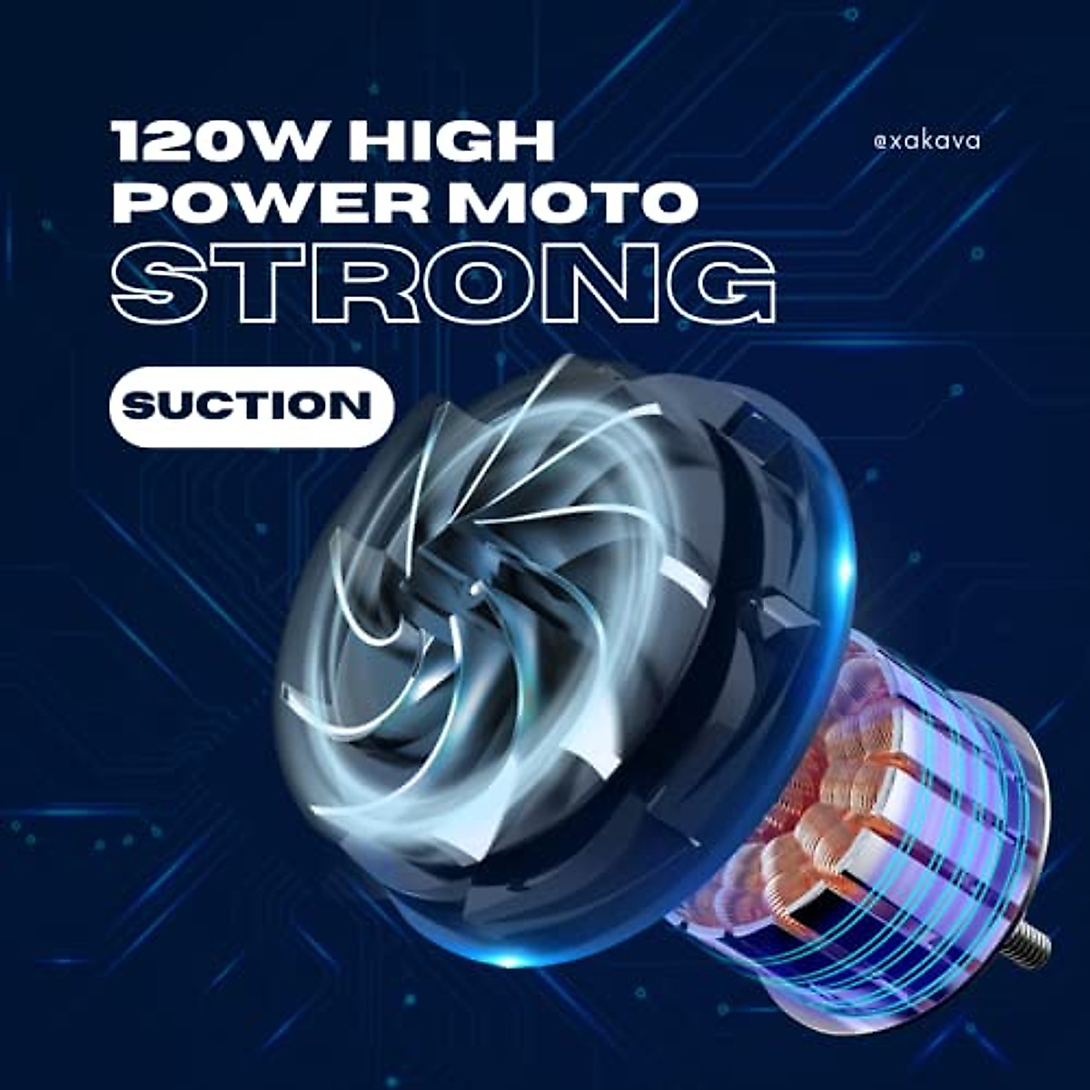 Xakava Wireless Handheld Car Vacuum Cleaner - 6000PA Strong Suction Car Vacuum Cleaner with LED Light, Portable Cordless Rechargeable Car Vacuum for House Car Office Sofa (Black)