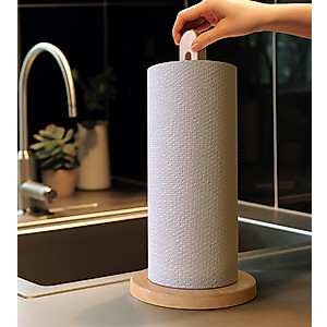 KitchLife Wooden Paper Towel Holder, Upgraded Size - Kitchen Paper Hanger Rack Bathroom Towel Roll Stand Organizer Simply Standing Countertop Paper Roll Holder