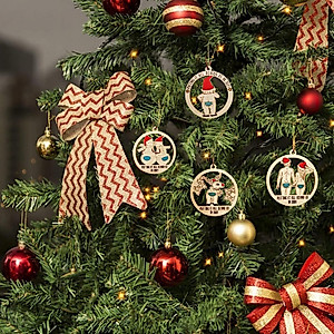GTRXTAR 2021 Wooden Christmas Ornaments Christmas Tree Wooden Round Pendant Decoration, Christmas Tree Home Garden Decoration Hanging Ornaments (B) (D)