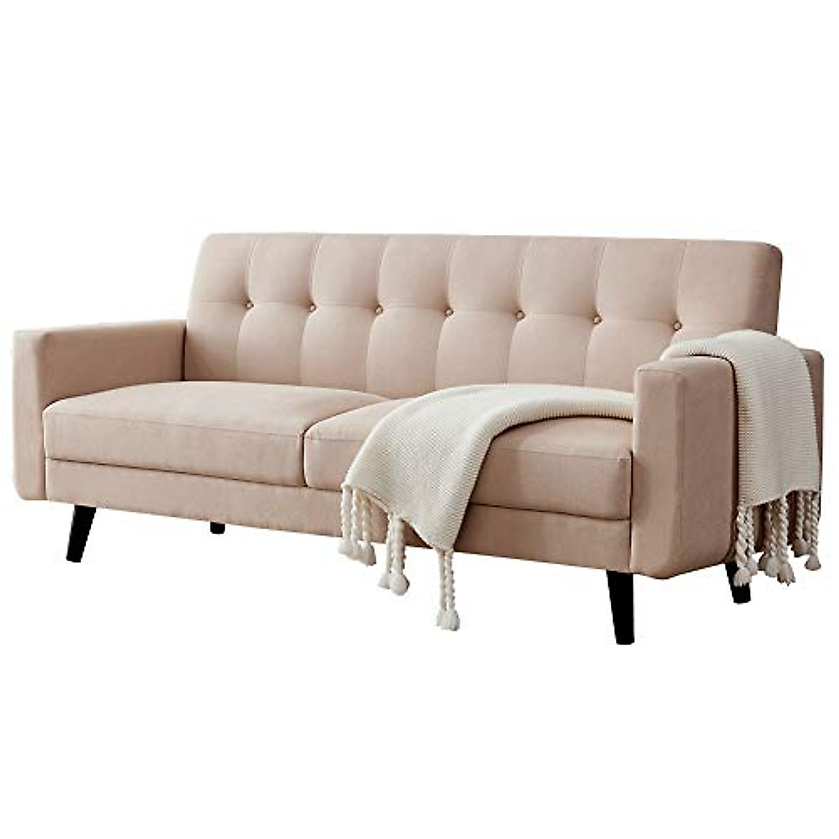 Meiyum Mid-Century Modern Loveseat/Sofa/Couch, with Upholstered Fabric in Brown for Living Room, Bedroom, Office, Apartment - Beige