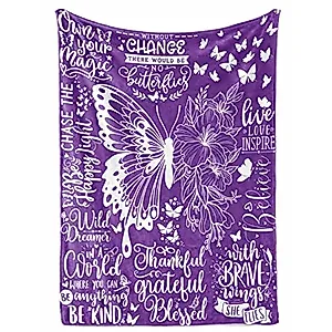 InnoBeta Purple Butterfly Gifts for Butterfly Lovers for Women & Girls, 50"x 65" Flannel Throw Blanket, Perfect for Birthday, Christmas, Mother's Day
