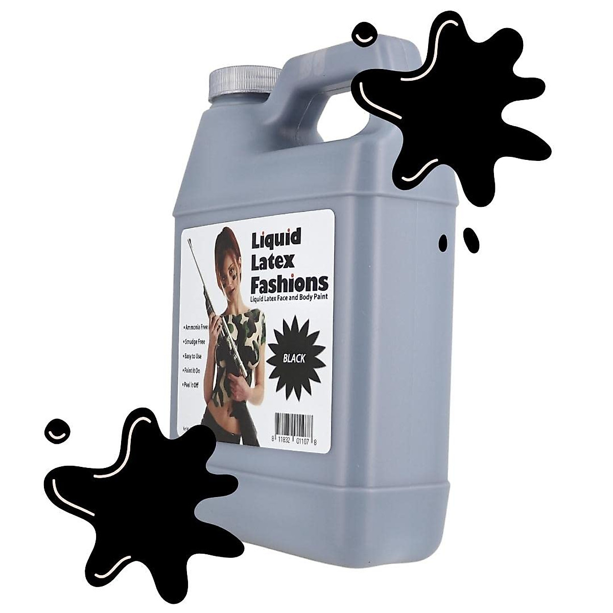 Black 32 Oz - Liquid Latex Body Paint, Ammonia Free No Odor, Easy On and Off, Cosplay Makeup, Creates Professional Monster, Zombie Arts