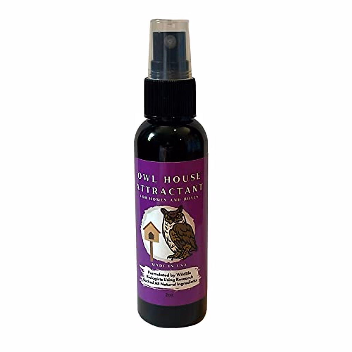 Owl Attractant - Bait Lure for Owl Houses and Boxes - 2oz Spray Bottle - Research-Backed All Natural Pheromone and Scent Mimicking Formula Blend - Made in The USA