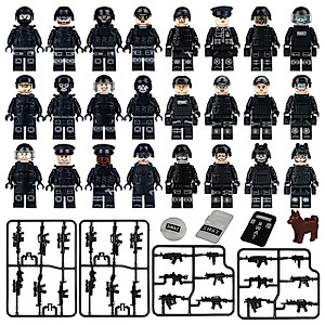 Toysvill SWAT Military Police Building Block Set for Kids | SUV + Soldiers Minifigures (24 PCS) with Weapons and Accessories Gift