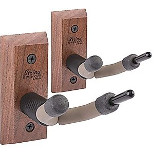 String Swing Violin Hanger Wooden Wall Mount for Home & Studio CC01V-BW2 Hardwood Black Walnut (2 Pack)