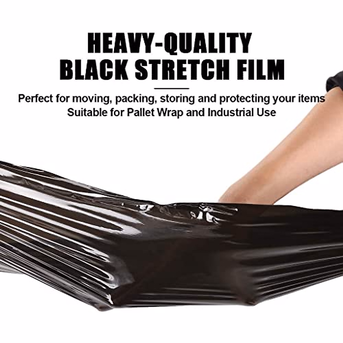 Direct Resources Stretch Wrap Industrial Strength 18 Inch Inch x 1000 Sq Ft - 80 Gauge Thick (20 Micron) Clear Cling Plastic Pallet Supplies | Durable Self - Adhering Packing Moving Packaging Shrink Film Rolls (Black, 4 Pack)