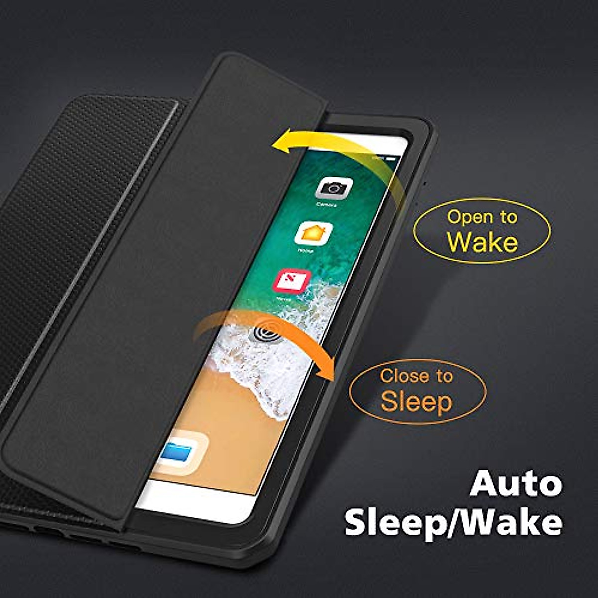 MoKo Case Fit 2018/2017 iPad 9.7 6th/5th Generation, [Built-in Screen Protector] Full-Body Shockproof Case Smart Shell Trifold Stand Cover with Auto Sleep/Wake & Pencil Holder - Black