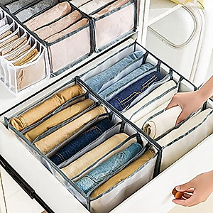 The Fleet Group [2 Pack] Wardrobe Clothes Organizer For Jeans Trousers And Pants 7 Layer Grid Washable Storage Box With Mesh Separation For Closet Drawer (White), Medium