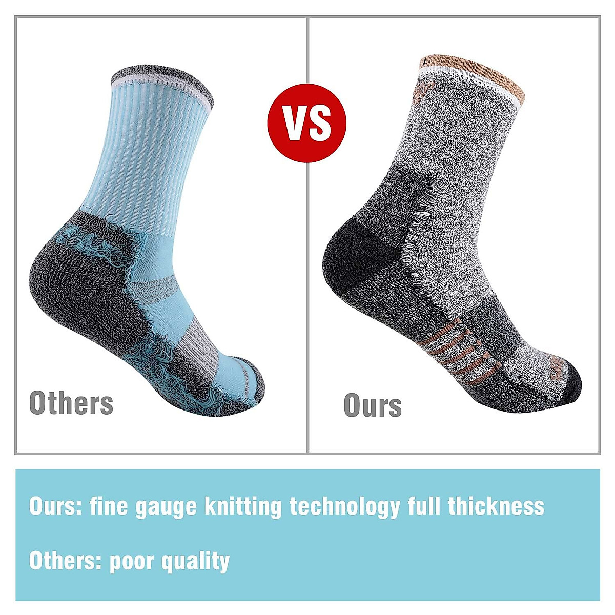 FEIDEER Men's Women's Hiking Walking Socks, Moisture Wicking Cotton Cushion Quarter Crew Socks (TJ-2-5MS20305-L)