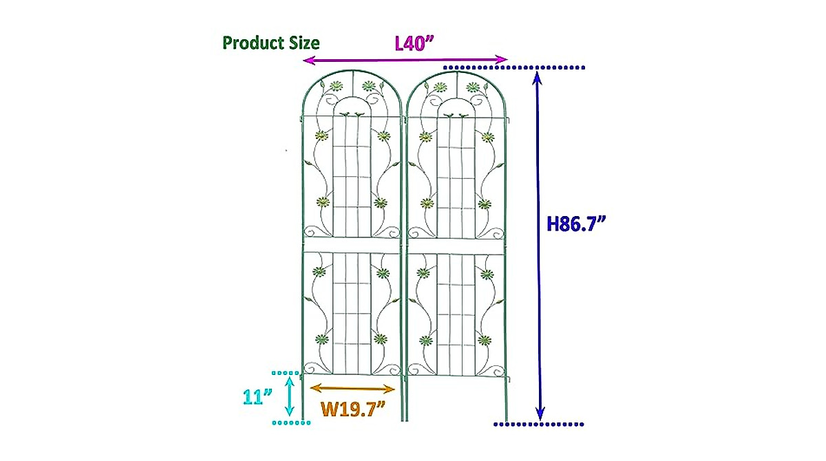 2 Pack Metal Garden Trellis - Support for Climbing Plants