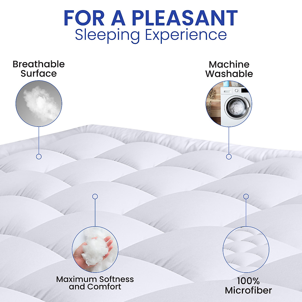 Utopia Bedding King Mattress Pad, Quilted Fitted Premium Mattress Protector, Deep Pocket Mattress Cover Stretches up to 16 Inches, Fluffy Pillow Top Mattress Topper (78x80 Inches, White)