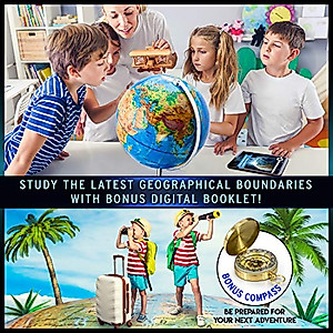 GET LIFE BASICS Illuminated Globe of the World with Stand - 13 Inch Tall 3in1 World Globe, Constellation Globe Night Light, and Globe Lamp with Built-In LED, Easy to Read Texts, and Non-Tip Base