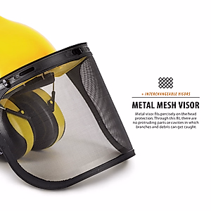 Gorilla Carts GOR1400-COM Heavy-Duty Steel Utility Cart with Removable Sides and 15" Tires, 1400-lbs. Capacity, Black & TR Industrial Forestry Safety Helmet and Hearing Protection System, Yellow