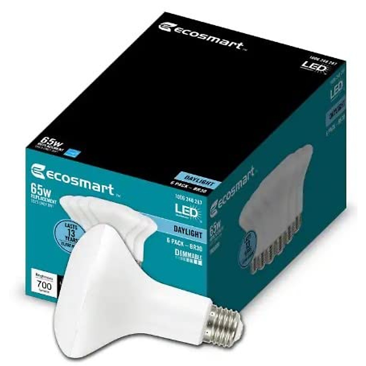 LED TECHNOLOGY EcoSmart 65-Watt Equivalent BR30 Dimmable LED Light Bulb Daylight (12-Pack)