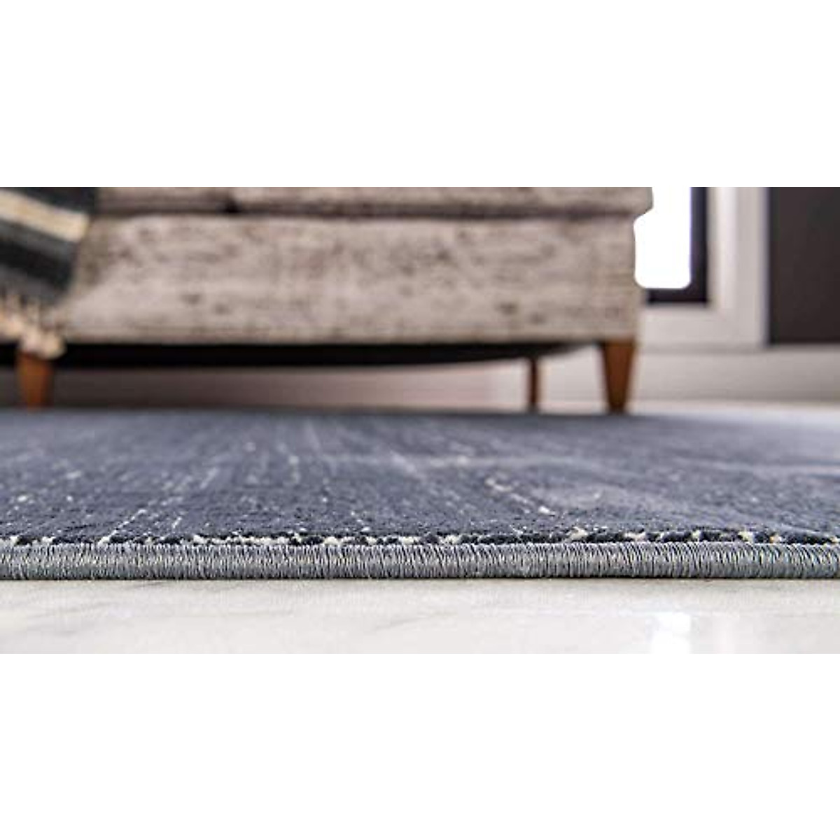 Unique Loom Uptown Collection by Jill Zarin Collection Textured Solid Geometric Modern Navy Blue Area Rug (9' 0 x 12' 0)