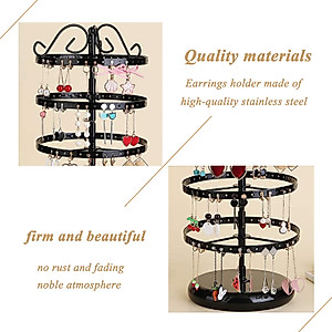 Qingsm 5-Tier Rotating 220-Hole Earring Holder Organizer,Metal Adjustable Jewelry Organizer Display Stand Hanging Towers